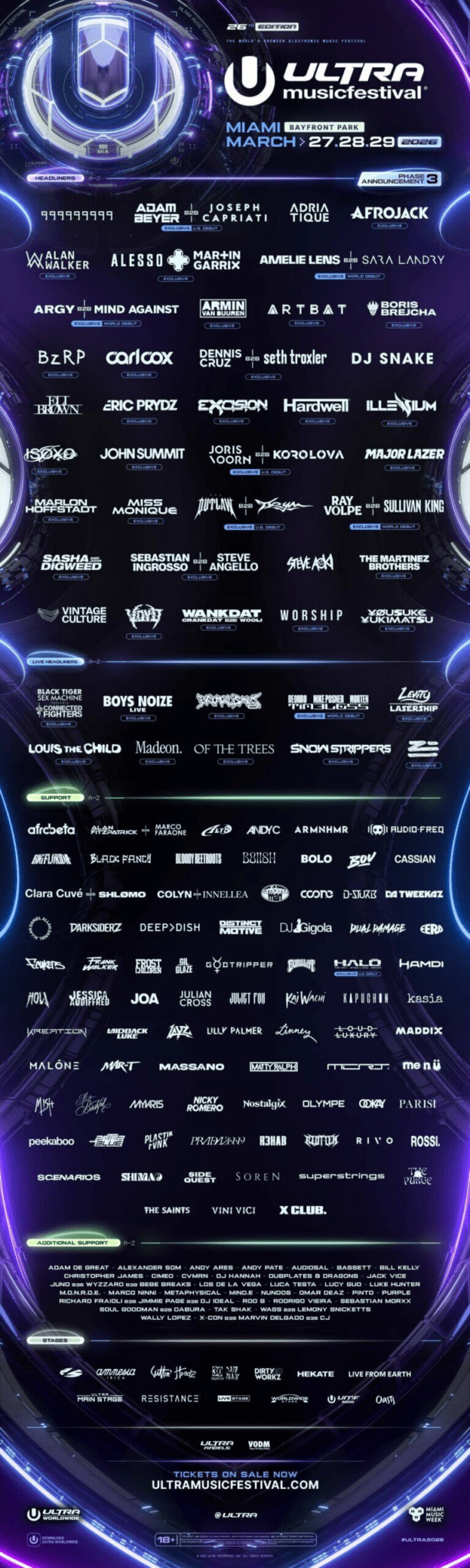 Mainstage Running Order - Ultra Music Festival Live